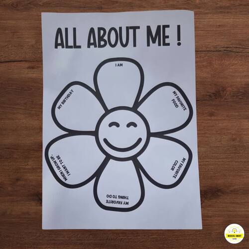 All About Me Flower Craft Activity Back to School- First Day of School ...