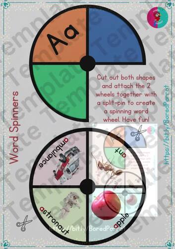 Vocab Word Spinners for Kindergarten. Letter A by Bored Parrot | TPT