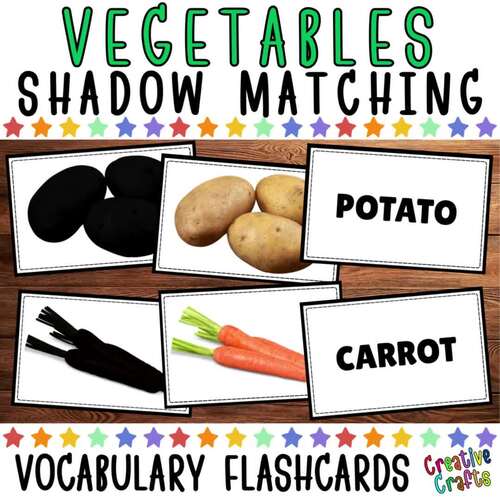Vegetables Shadow Matching Vocabulary Flashcards with Real Photos For ...