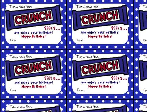 Crunch Chocolate Birthday Gift Tag- Take a break from Crunch time and ...