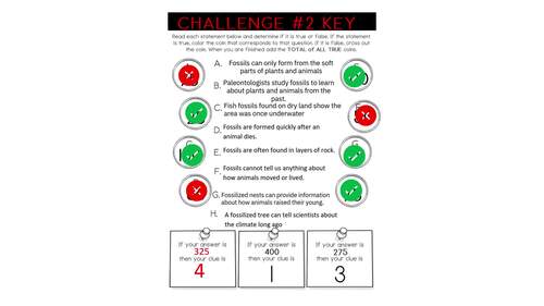 Fossil worksheet activity 4th 5th 6th grade escape room challenge printable