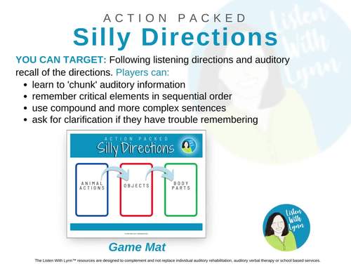 Active Listening and Language SILLY DIRECTIONS Game DHH Hearing Loss
