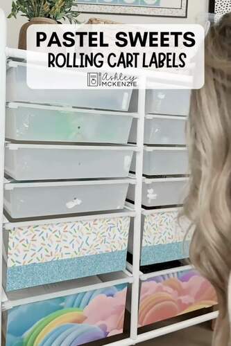 Pastel Sweets Classroom Decor | Rolling Cart Labels - Editable! | TPT