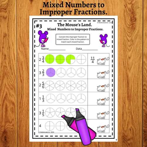 Converting Mixed Numbers to Improper Fraction with models by MathematicUs