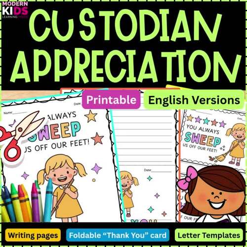 Custodian Appreciation Printable: Thank You Card & Foldable Letter ...