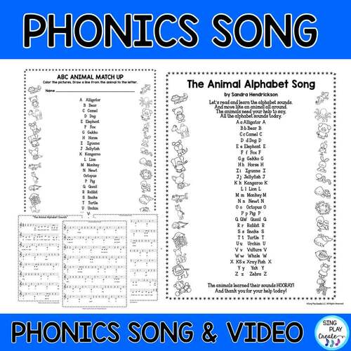 Animal Alphabet Letter Identification & Sounds Song: Phonics Activities