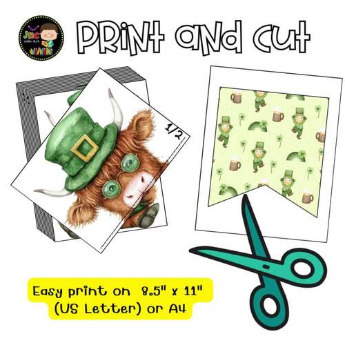 Highland Cow St. Patrick Day Bulletin Board Kit|Lucky Door Decor|Editable