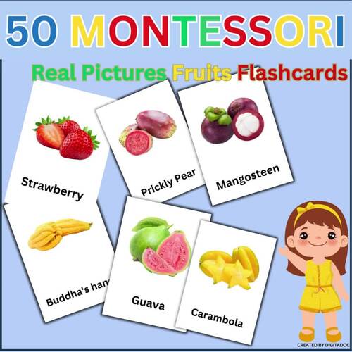 Fruits 50 Real Picture Flashcards. Learning Educational Homeschool ...