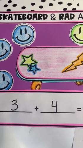 Addition Math Craft Retro Smiley Face by The Teaching Diva Corner