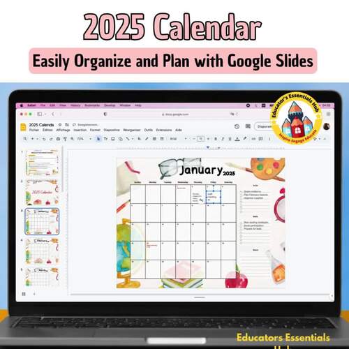 2025 Editable monthly calendar google slide & Printable PDF | TPT
