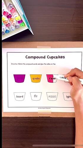 Compound Words | Cupcake Art Craft Activity by EduEllen | TPT