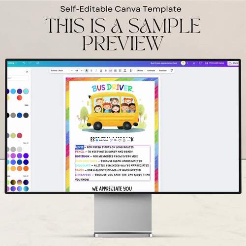 Bus Driver Appreciation Card | Thank You Gift for School Bus Driver ...