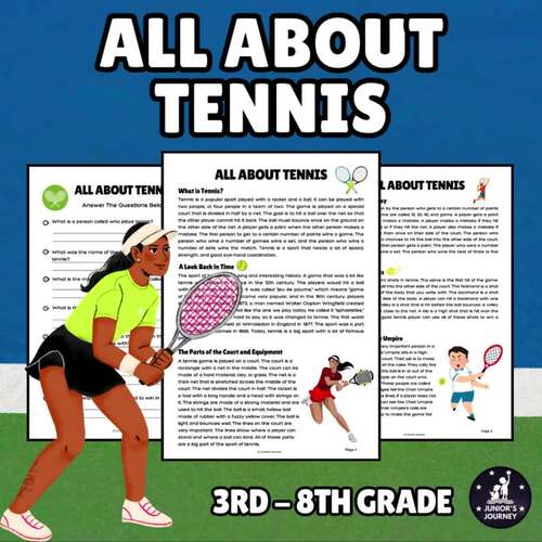 Tennis Reading Comprehension | Informational Worksheet | Grades 3 - 8
