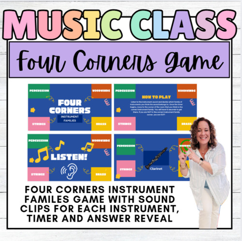 Instrument Families Four Corners Game Interactive Auto-Run Presentation