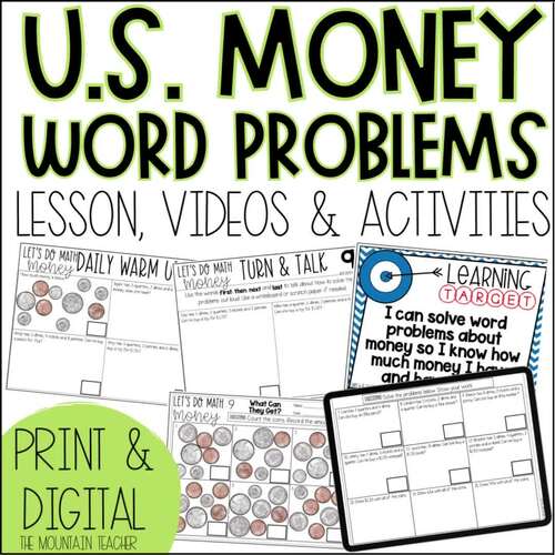 Counting Money Shopping Word Problems Worksheets, Lesson and Activities