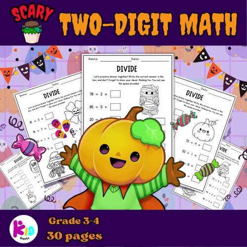 Spooky Halloween Division Practice | 2-Digit ÷ 1-Digit | Grades 3–4