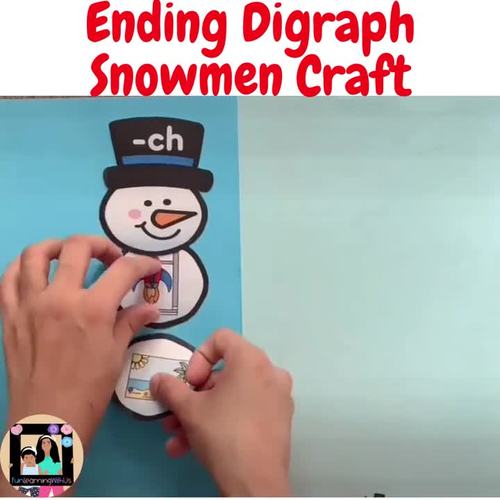 Winter Kindergarten Ending Digraph Activity | Build a Snowman Center Craft
