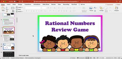 Rational Numbers Review GAME | 7th Grade Math | Whole Class Competition