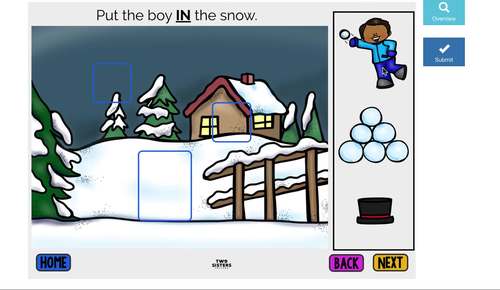 Winter Speech Therapy Basic Concepts & Following Directions BOOM™ CARDS