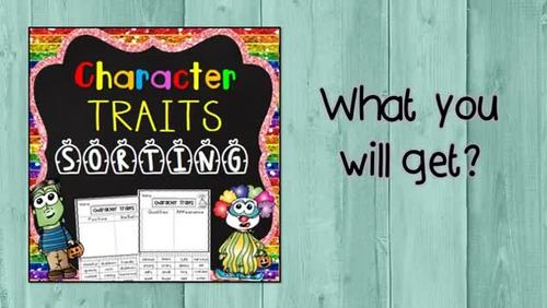 Character Traits Sorting by Glistening Gems | TPT