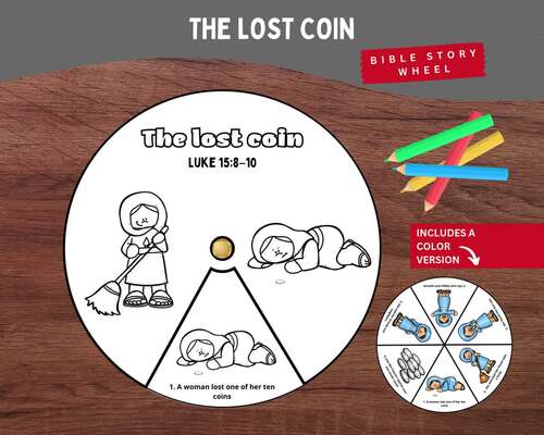 Parable of the Lost Coin Coloring Wheel for Kids | Luke 15:8–10 Bible Story