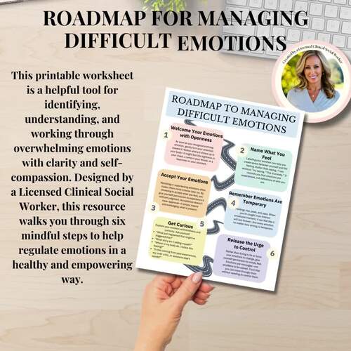 Feelings Wheel & Roadmap to Managing Difficult Emotions Worksheet PDF