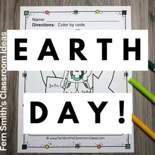 Earth Day Color By Number Addition by Fern Smith's Classroom Ideas