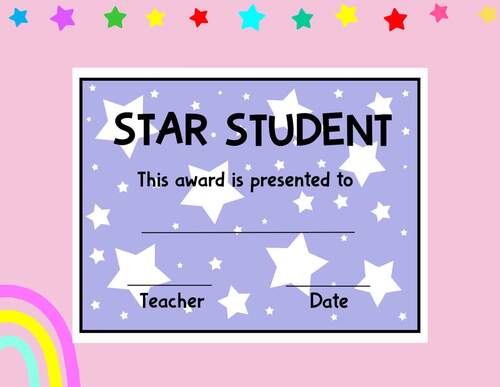 Printable Star Student Award, Editable Awesome Student Awards, Certificate