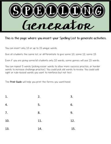 Spelling Generator- Make your Own Spelling List by Encouraged To Flourish