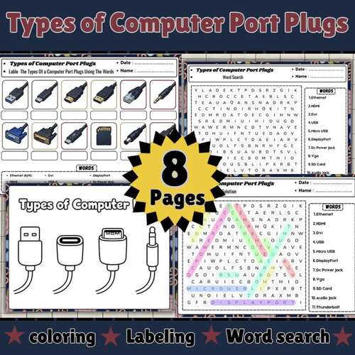 Types of Computer Port Plugs Worksheets | Technology & Computer Skills