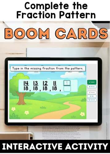 Fraction Patterns | Add & Subtract to Find the Missing Fraction Boom Cards