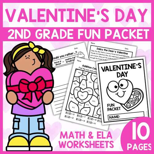 Valentine's Day 2nd Grade Activities | Math & ELA Fun Packet for February