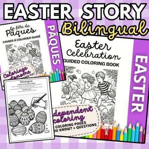 Easter Pâques Bilingual Activity - Coloring Book, Stories, History ...