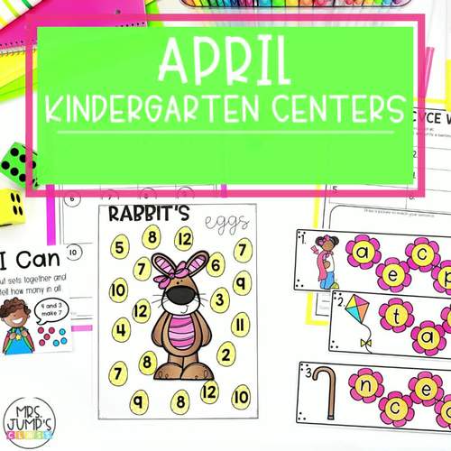 Kindergarten Literacy and Math Centers APRIL by Deanna Jump | TPT