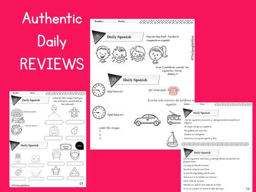 SUB PLANS for Spanish LEVEL 1 Daily Worksheets by THESPANGLISHMOM