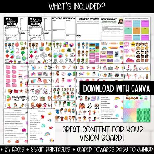 Girl Scout Vision Board Party Kit, Positive Growth Mindset New Year ...