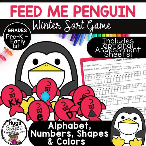 Feed Me Penguin – Winter Letter, Number, Shape & Color Sort Game | PreK–1
