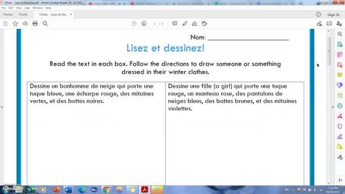 l'Hiver - Lisez et dessinez (Winter-themed French Read and Draw Activity)