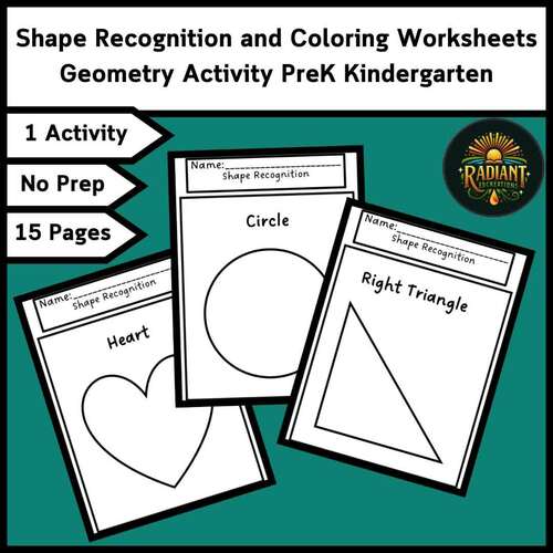 Shape Recognition and Coloring Worksheets Geometry Activity PreK ...
