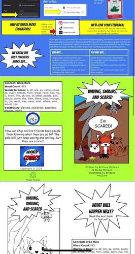 DECODABLE READER/COMIC: Drop ‘e’ Rule- Waving, Smiling, and Scared! SoR ...