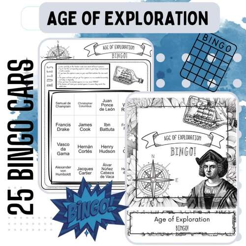 Age of Exploration: Bingo History Game or Activity (25 cards, 21 Explorers)