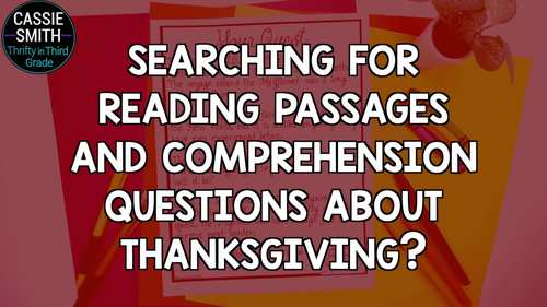 Thanksgiving Reading Passages Reading Comprehension Escape Room Plymouth