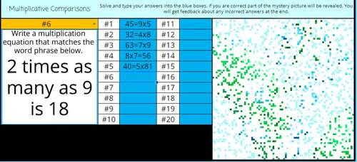 Multiplication Comparisons Pixel Art 4th Grade Math Digital Activity ...