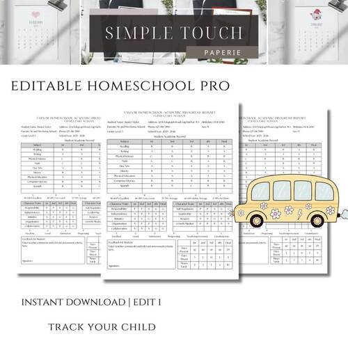 Editable Homeschool Report Card Canva Template by Simple Touch Paperie