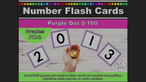 Number Flash Cards 0-100 l Purple Polka Dot by My Kinder Garden