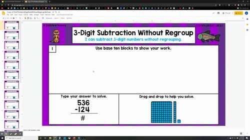 3 Digit Subtraction Without Regrouping Digital Math Game Google Slides ...