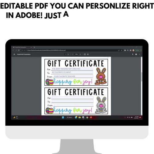 Customizable Gift Certificates | Easter Theme by Thriving Teacher Inc