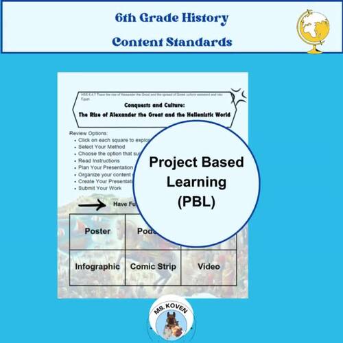 HSS 6.4.7: Alexander the Great PBL Choice Board by Ms Koven with Class