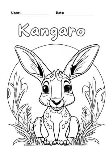 Printable Cute Kangaro coloring sheet,Kids,illustration,Animal,coloring ...