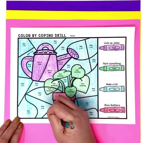 April Color by Code Rainy Day Coloring Page Spring SEL Recognizing Feelings